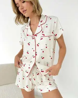 Splendid Flora Pillowsoft Short Set - Cherry Toss