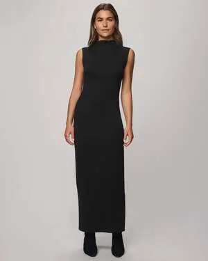 Splendid Sleeveless Mock Neck Maxi Dress With Velvet Trim