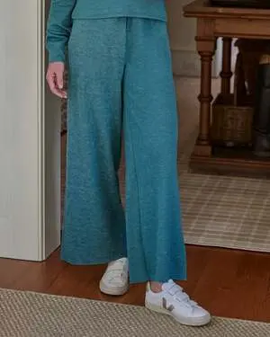 Splendid X Charli Evans Wide Leg Pants With Drawstring Waist - Teal
