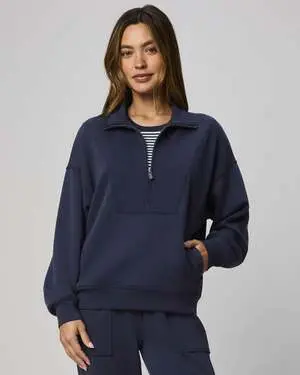 Splendid Scubasoft Quarter-zip Sweatshirt - Navy