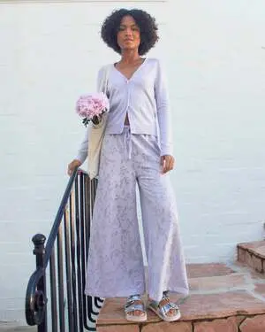 Splendid Air Burnout Pant Wide Leg, Drawstring Waist