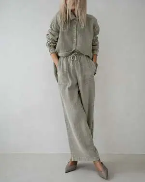 Splendid Ava Gauze Wide Leg Cropped Pants