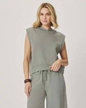 Splendid Sleeveless Hooded Sweatshirt - Shell
