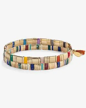 Splendid Shashi "tilu" Beaded Bracelet Set With Tassel Detail