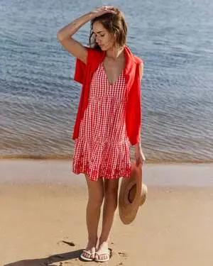 Splendid Gigi Gingham Mini Dress - Firework/white