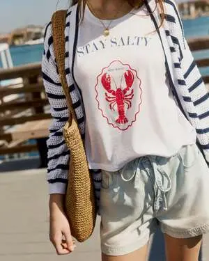 Splendid Stay Salty" Graphic T-shirt - Lobster