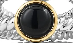 LUV AJ Midnight Mesa Black Agate Set Of 3 Rings - Silver