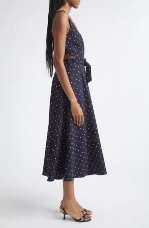 REISS Orielle Polka Dot Midi Dress