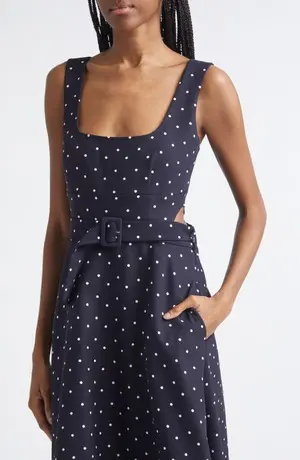 REISS Orielle Polka Dot Midi Dress