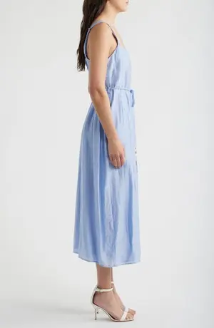 CIEBON Claudia Tie Waist Midi Dress - Blue