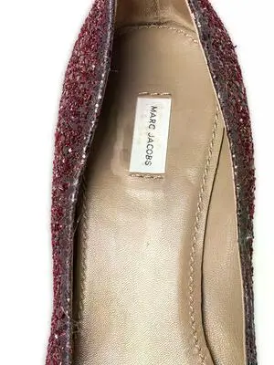 Marc Jacobs Burgundy Glitter Bow Detail Pumps