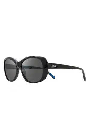 REVO 63mm Oval Polarized Sunglasses - Black
