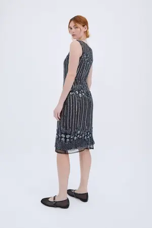 RAISHMA Embellished Tulle Dress With Sequins And Fringe