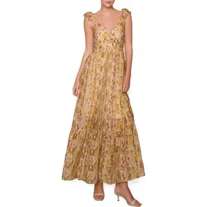 MELLODAY Print Tiered Maxi Dress - Marigold Multi