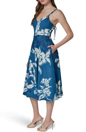 Donna Karan New York Sleeveless Floral Print Midi Dress