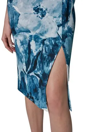 Donna Karan New York Floral Gathered Waist Midi Dress