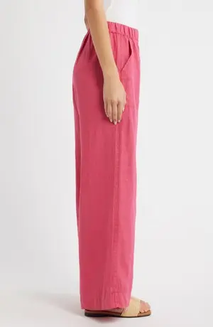 Frank & Eileen Patch Pocket Pull-on Linen Wide Leg Pants