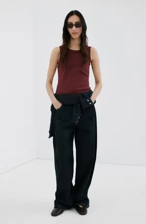 Mango Scalloped Crochet Trim Tank