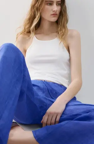 Mango Ramie Drawstring Pants