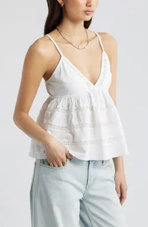 Bp. Lace Trim Babydoll Cami - White