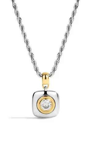 LUV AJ Luna Bezel Cubic Zirconia Pendant Necklace - Silver