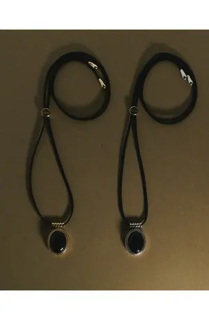 LUV AJ Midnight Mesa Black Agate Pendant Necklace - Gold