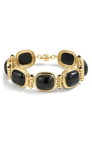 LUV AJ Black Agate Bracelet - Gold