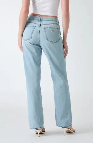 Guess Distressed High Waist Straight Leg Jeans
