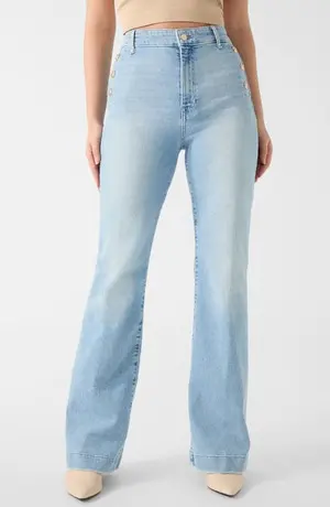 Guess Faye High Waist Wide Leg Jeans - Blue