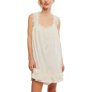 Free People Wish Me Luck" Romper With Lace And Ruffles - Ivory