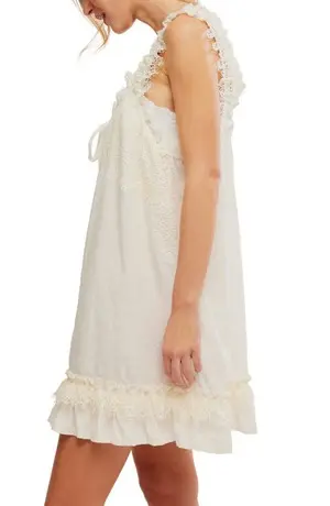 Free People Wish Me Luck" Romper With Lace And Ruffles