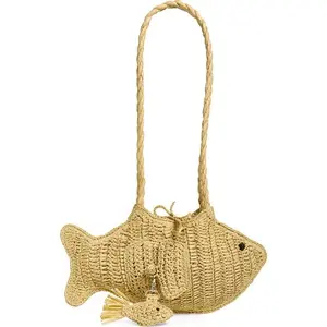 DAMSON MADDER Raffia Fish Shoulder Bag