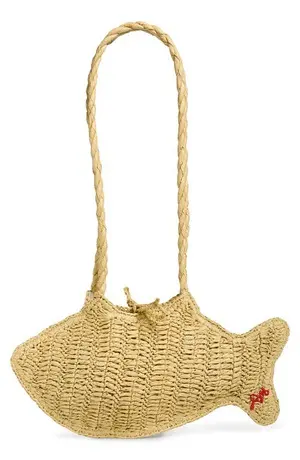 DAMSON MADDER Raffia Fish Shoulder Bag