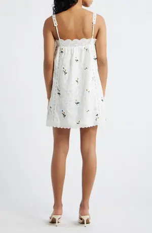 Line & Dot Marguerite Embroidered Eyelet Sleeveless Minidress