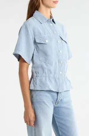 ALLSAINTS Tove Snap-up Shirt - Light Blue