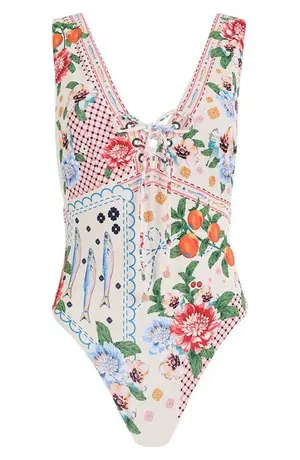 Agua Bendita Priscila Basket Lace-up One-piece Swimsuit - White