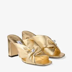 JIMMY CHOO Rafi 85 Metallic Nappa Leather Mules - Silver
