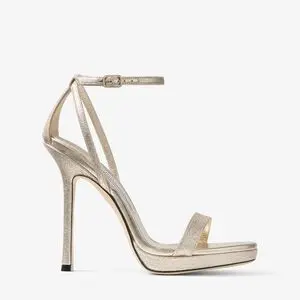 JIMMY CHOO Moza Platinum Brilliance Fabric Platform Sandals - Silver