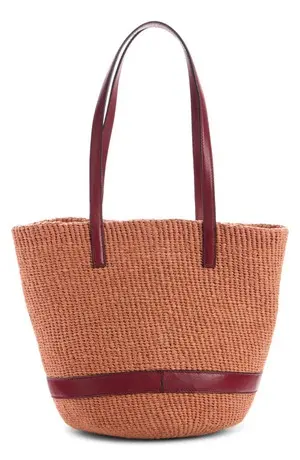 Chloé Woven Straw Tote With Leather Trim And Charms