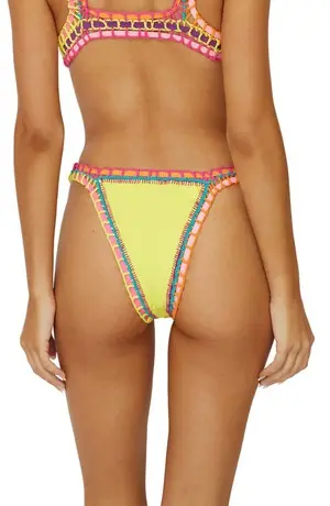 PQ SWIM Colorful Whipstitch Trim Bikini Bottoms - Dandelion