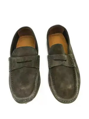 Gucci Suede Penny Strap Loafers
