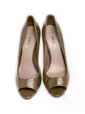 Miu Miu Patent Leather Peep-toe Pumps