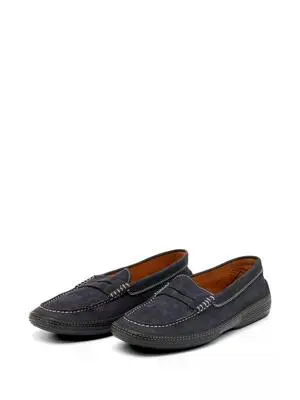 TOD'S Nubuck Leather Penny Loafers - Blue