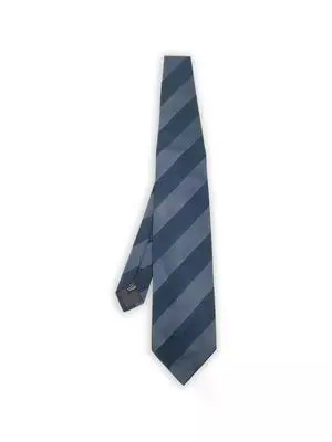 Emporio Armani Striped Silk Tie - Blue