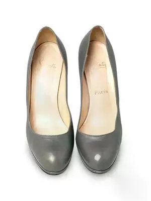 CHRISTIAN LOUBOUTIN Leather Round Toe Platform Stiletto Heel Pumps