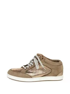 JIMMY CHOO Glitter Suede Sneakers - Neutrals