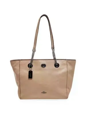 COACH Turn-lock Leather Tote Bag