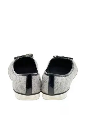 Tory Burch Quilted Wool Ballet Flats With Patent Leather Cap Toe