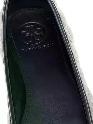 Tory Burch Quilted Wool Ballet Flats With Patent Leather Cap Toe