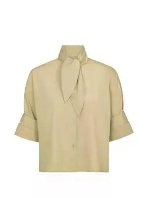 TWP Tie-neck Short-sleeve Blouse